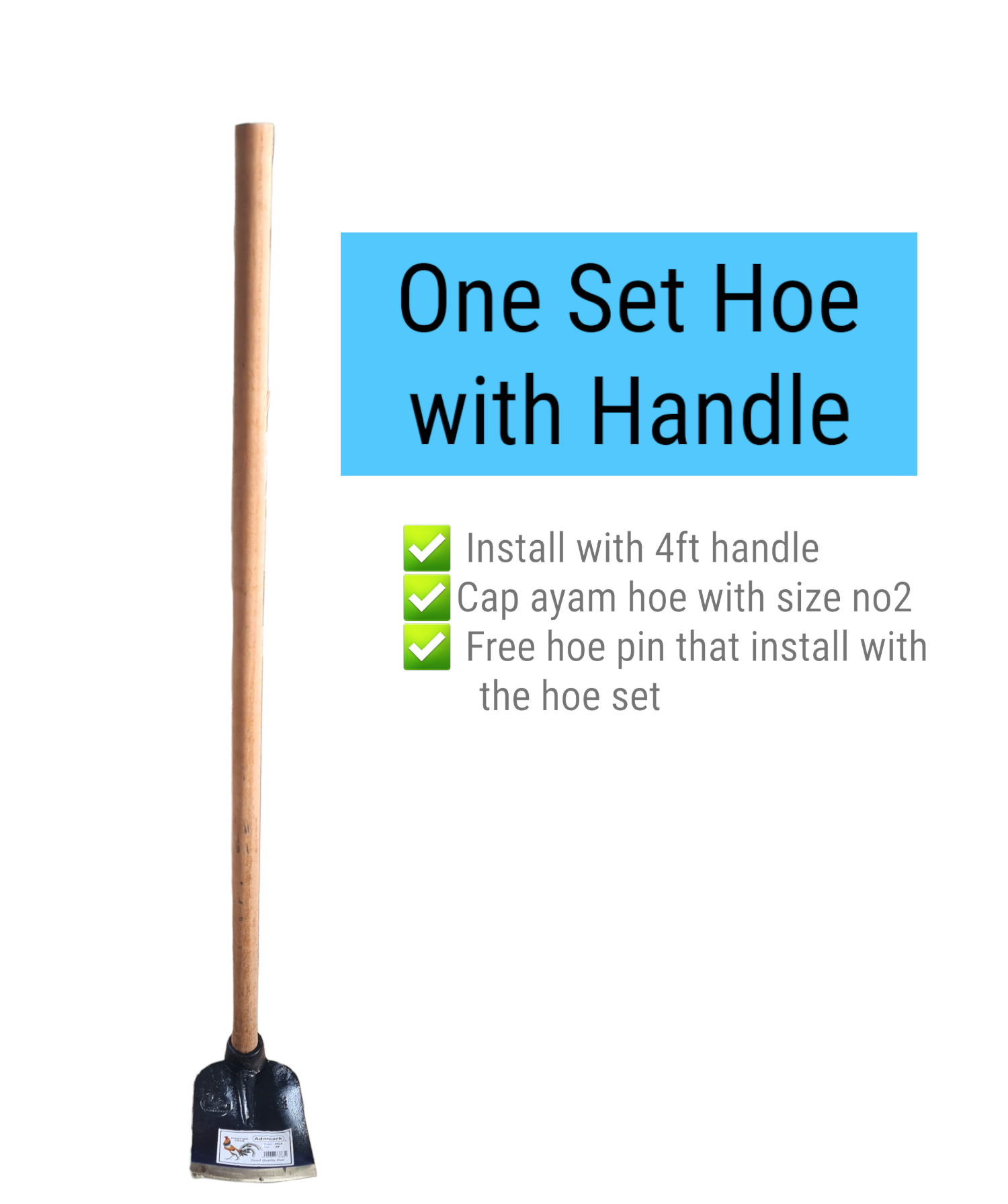 One Full Set Hoe with Handle / Cangkul Set dengan Batang | Lazada