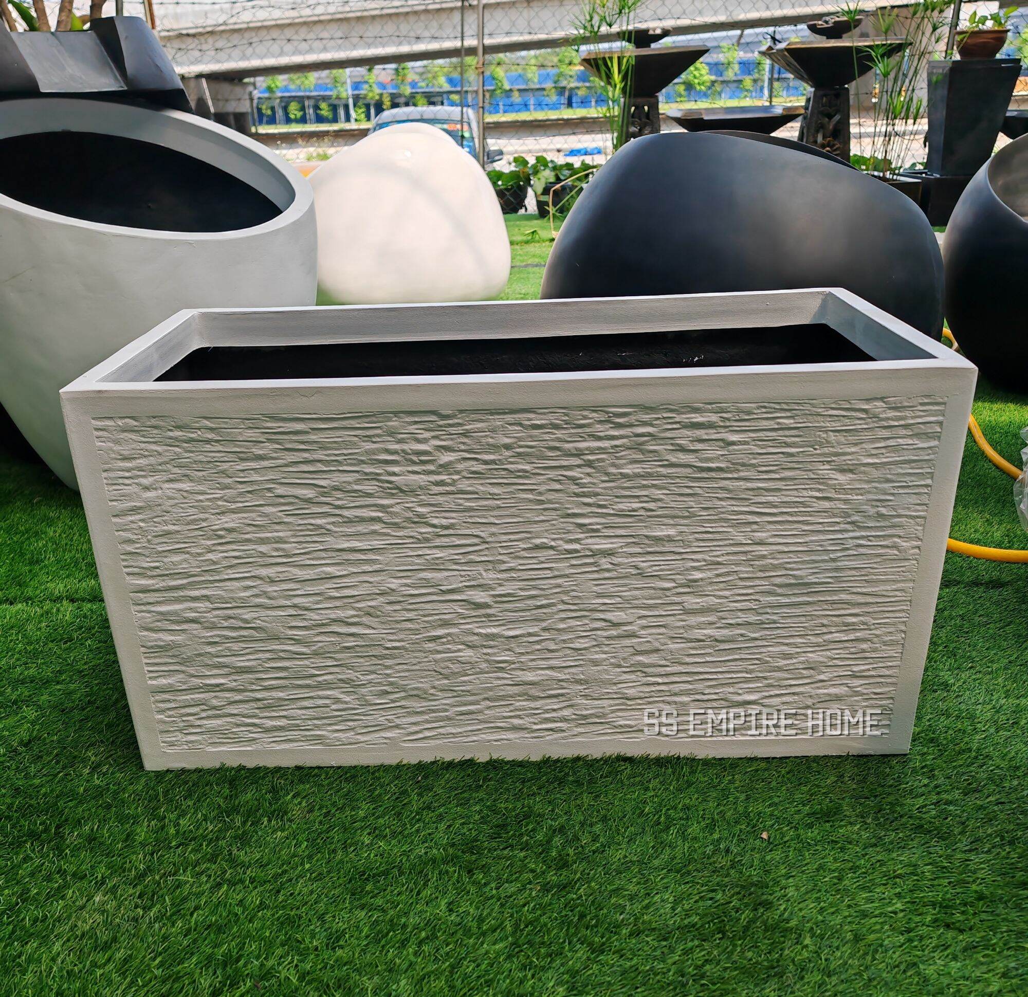 RUDI PB7 LARGE WHITE Line Planter box Fibreglass Flower Pot Pasu Bunga ...