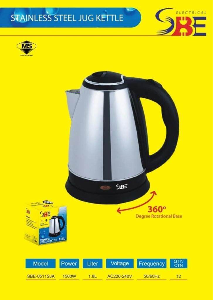 SBE 1.8L ELECTRIC STAINLESS STEEL KETTLE | Lazada