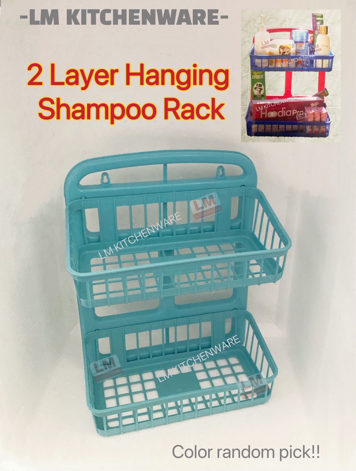2 TIER HANGING RACK PLASTIC / MULTI RACK SHAMPOO RACK 2 LAYER KITCHEN ...