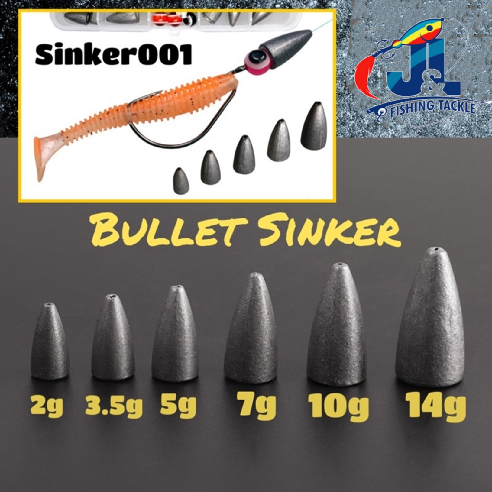 【Sinker001】Fishing Sinker Bullet Soft Plastic Sinker Batu Ladung Jig ...