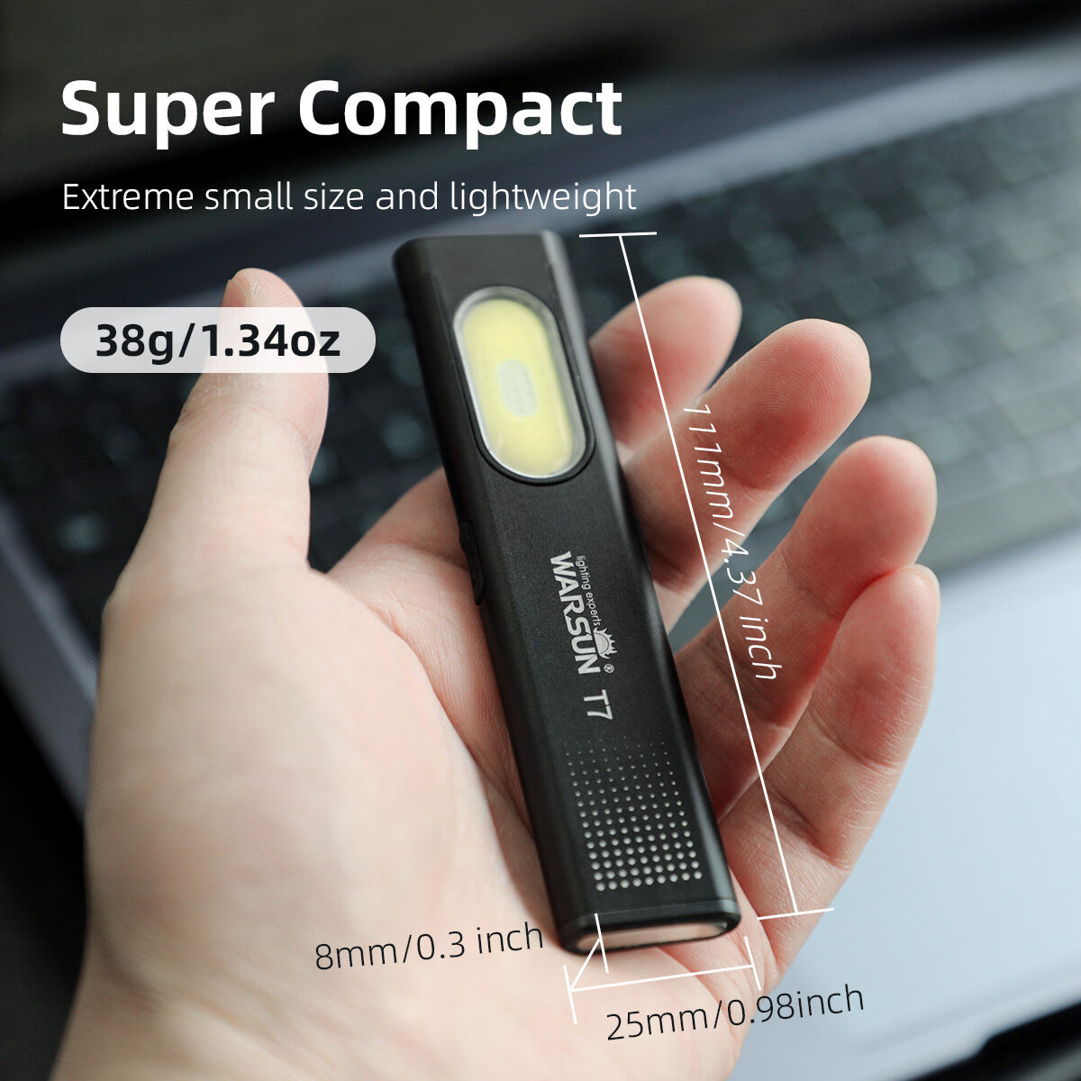 Warsun LED Keychain Flashlight USB-C Rechargeable 800Lm Portable Mini ...