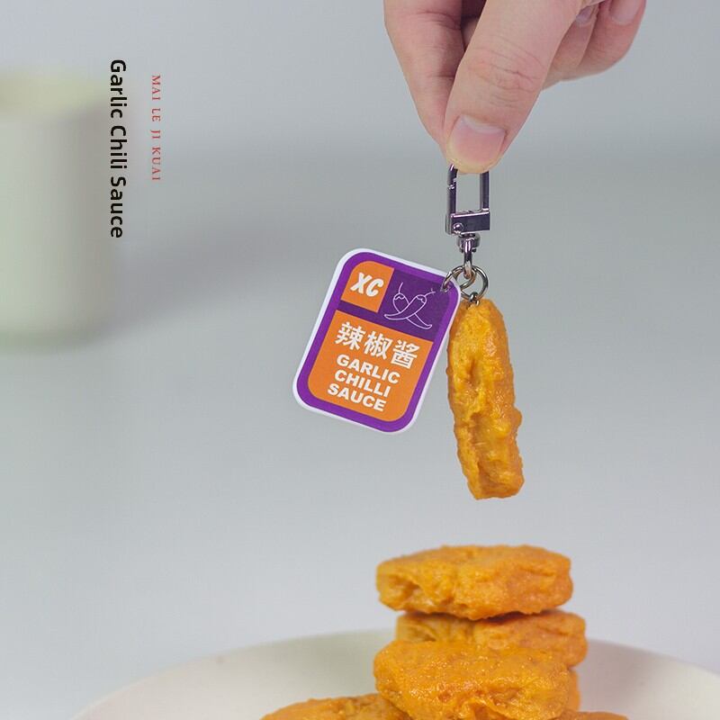 Creative Keychain McDonald's Chicken Nuggets Realistic Food Bag Pendant ...