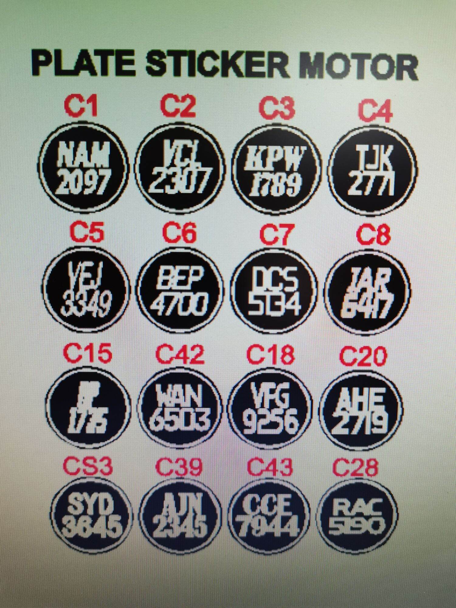 STICKER NOMBOR PLATE MOTOR BENTUK BULAT | Lazada