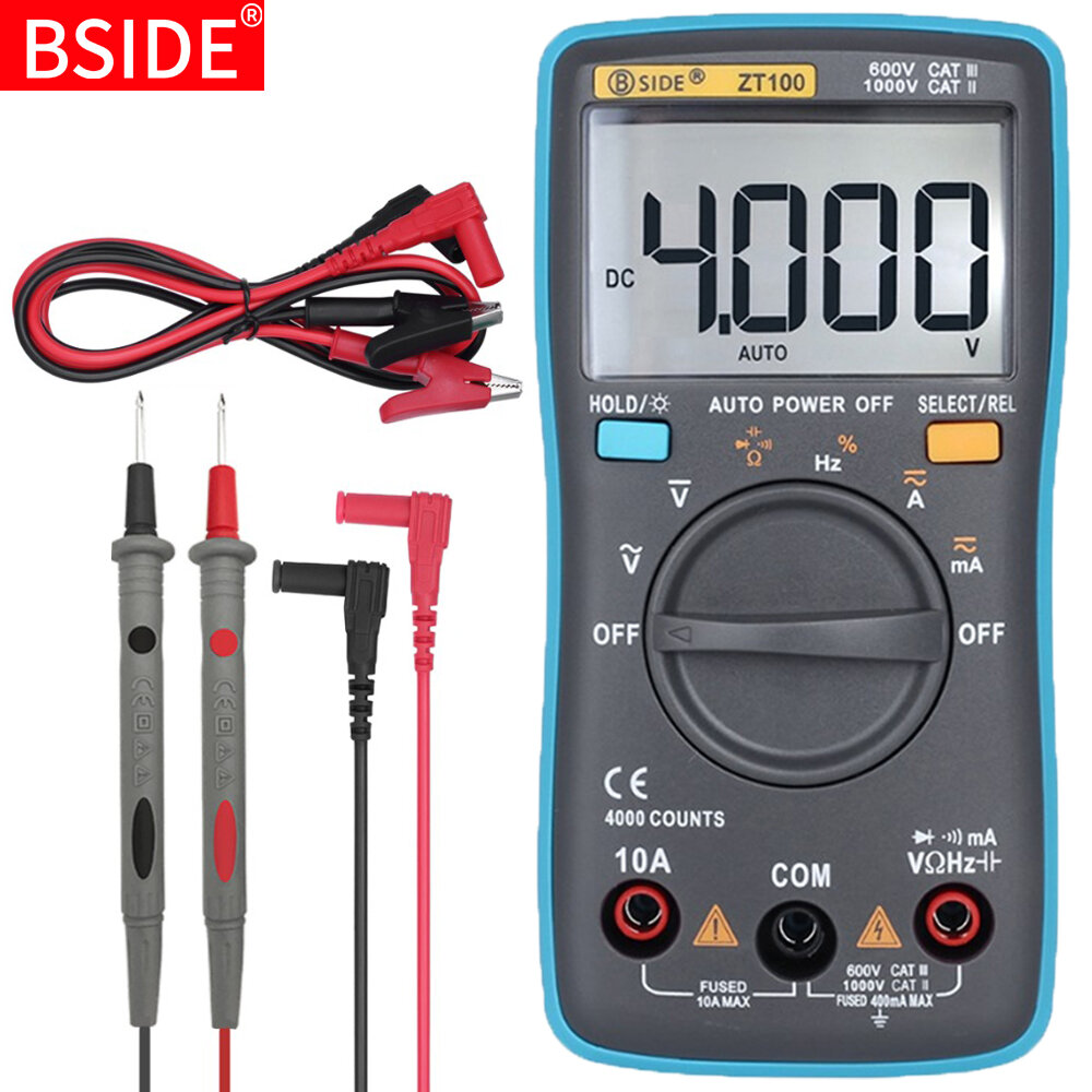 Digital Multimeter ZT100 4000 counts DC/AC Voltage Current Capacitance ...