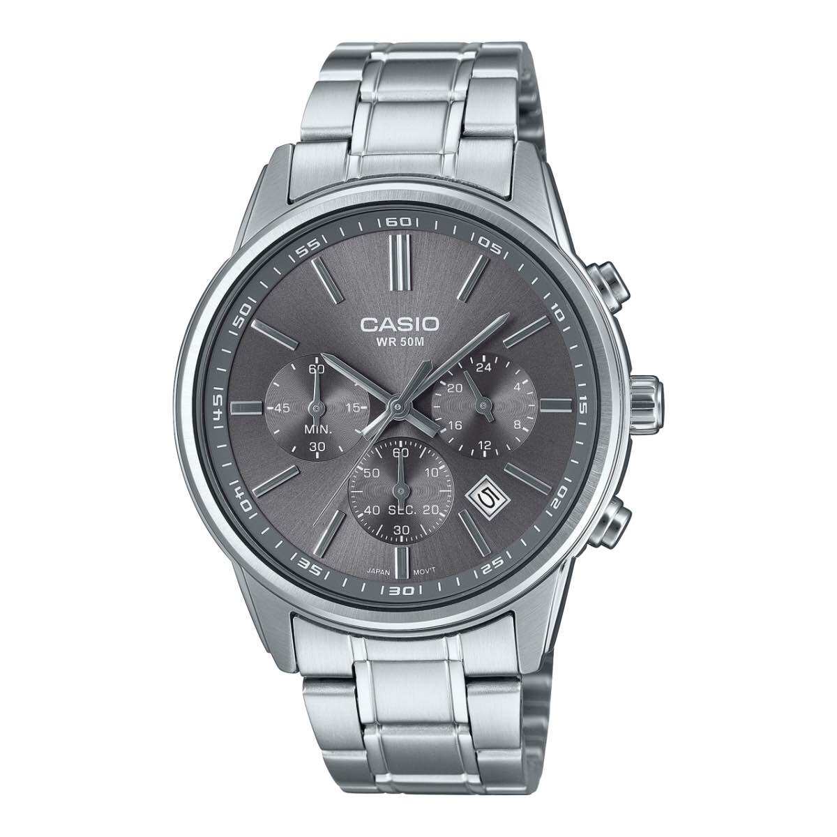 Casio Standard Analog Chronograph Stainless Steel Mtp E515d Watch Mtp E515d 1 Mtp E515d 8 Mtp