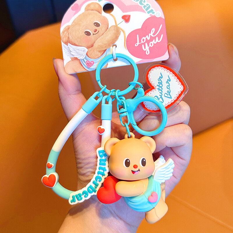 Butterbear Keychain Couple Set Bag Accessory Cartoon Series PVC Metal ...
