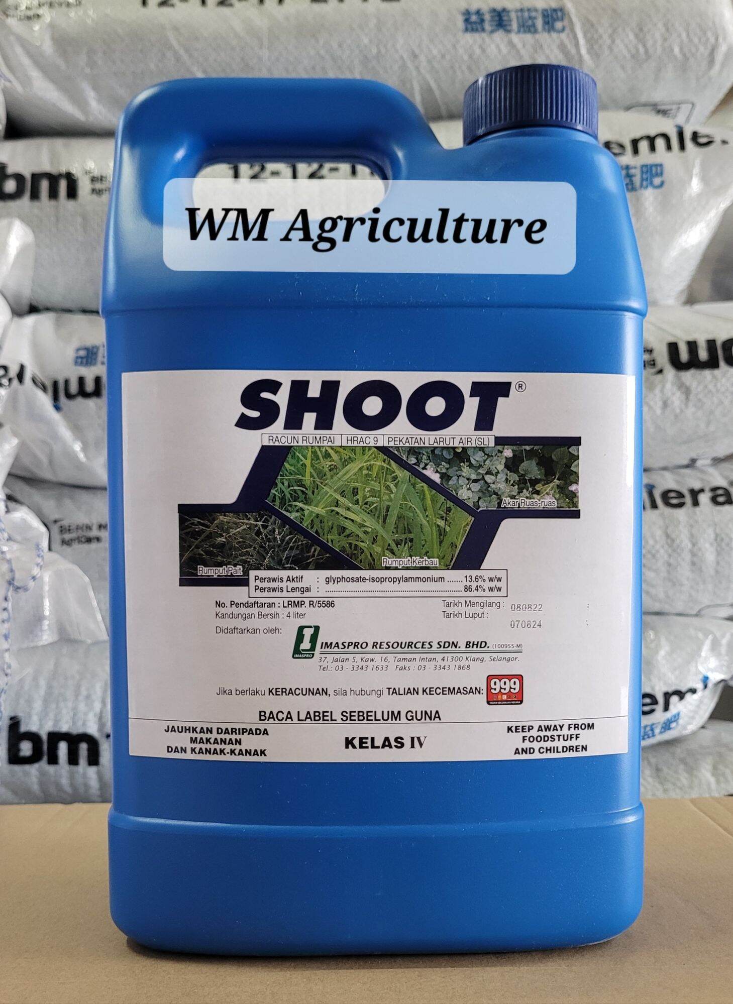 Shoot 4L Glyphosate 13.6% Racun Lalang, Herbicide,茅草精. Generic to Mawah ...