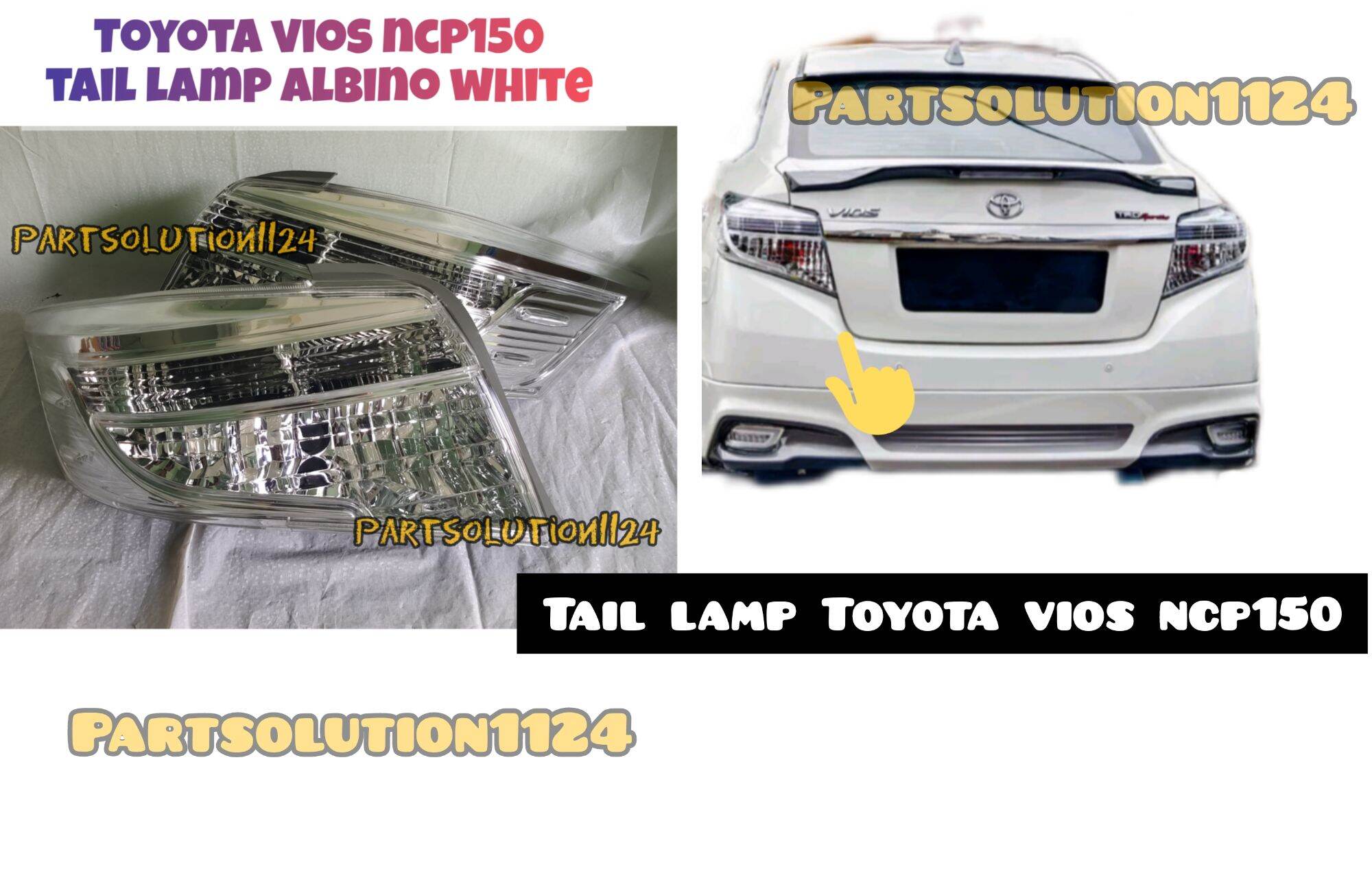 NEW TOYOTA VIOS NCP150 TAIL LAMP ALBINO WHITE 2014-2018 KELI CLEAR ...