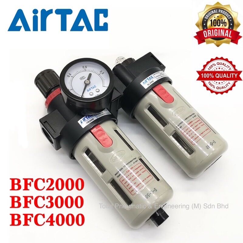 AirTAC BFC2000 BFC3000 BFC4000 Pneumatic Air Filter/Regulator + Lubricator (FR+L Unit) Water ...