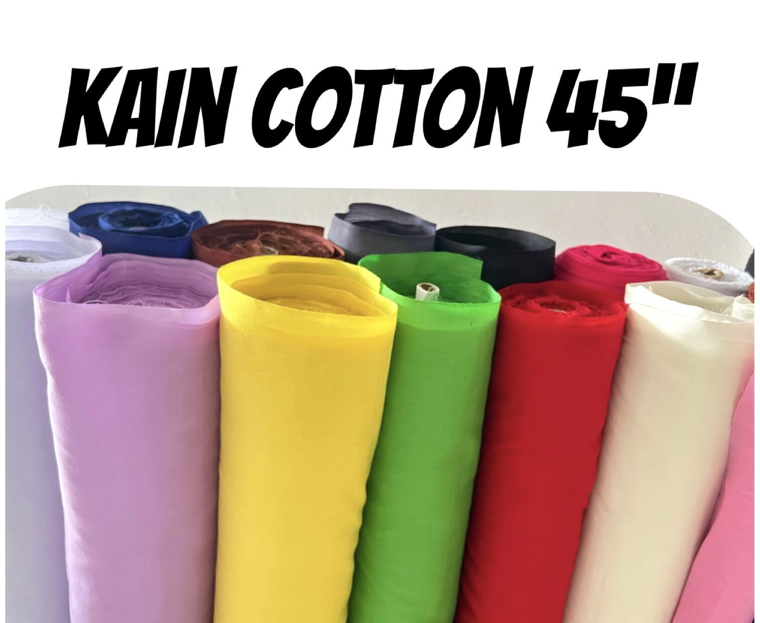 Kain Cotton Plain Bidang 45” Cotton Warna Plain Kain Merdeka Kain Plain ...
