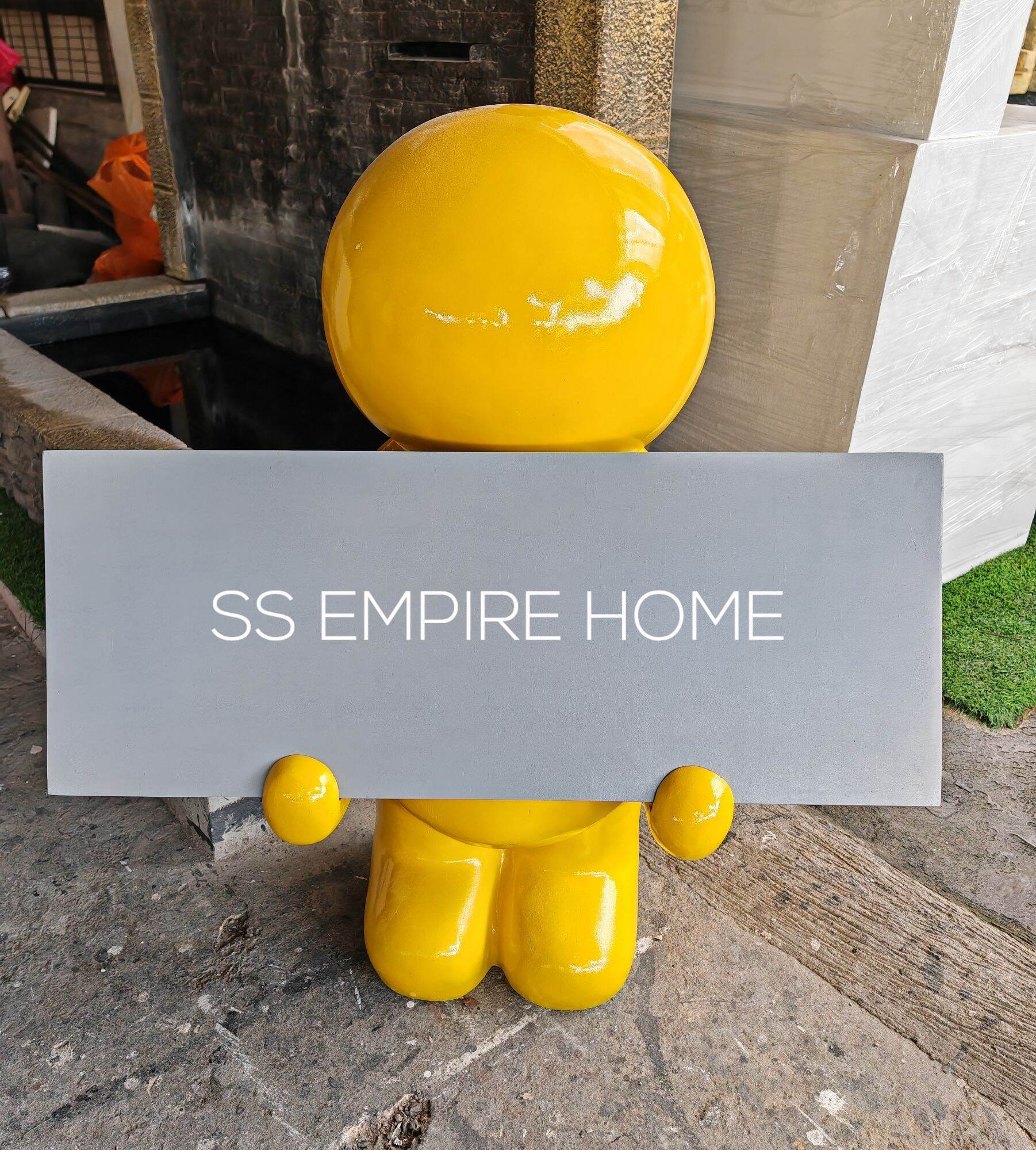 Yellow Sculpture 3D Welcome Stand Signboard Statue Logo Company Doll ...