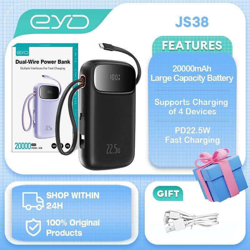 EYD JS38 20000mAh MINI POWER BANK PD 22.5W SUPER FAST CHARGE 4 DEVICE ...