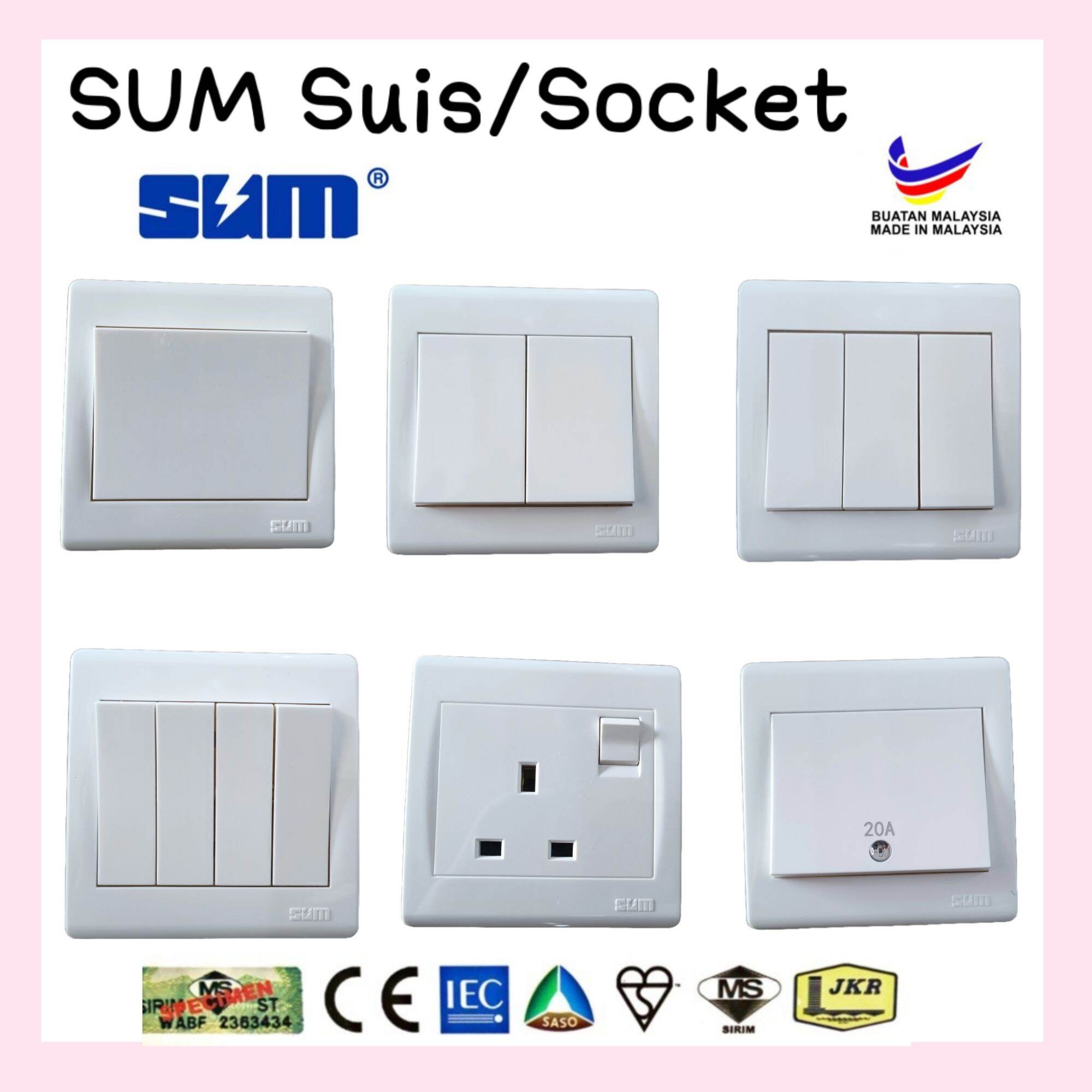 SUM Switches & Socket Switch Socket Outlet SIRIM Suis Lampu | Lazada