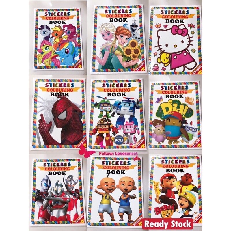 Kids Colouring book & Sticker Book Buku Warna Budak Buku Tulis Buku ...