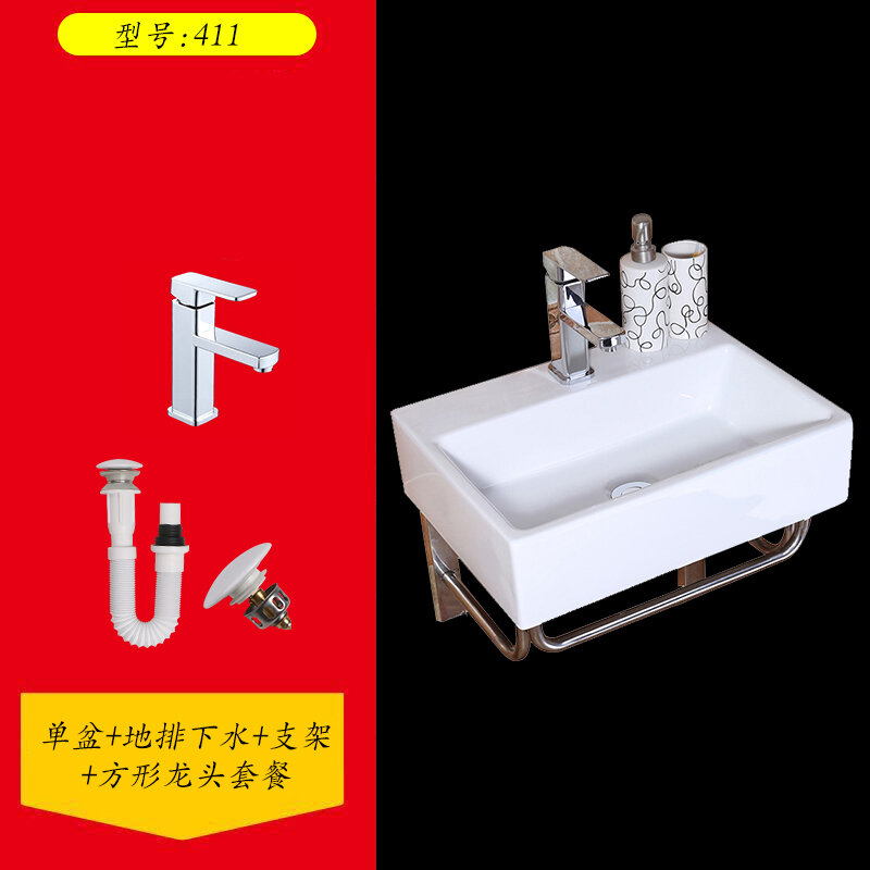 Ceramic Basin Small Apartment Wall-Mounted Wash Basin Balcony Bathroom ...