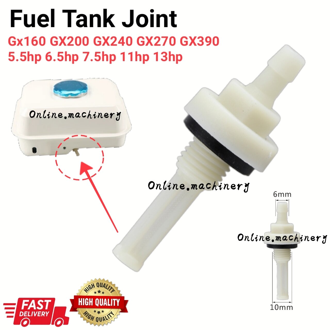 Honda Fuel Tank Joint Hose Filter Gx160 Gx200 Gx240 Gx270 Gx340 Gx390 ...