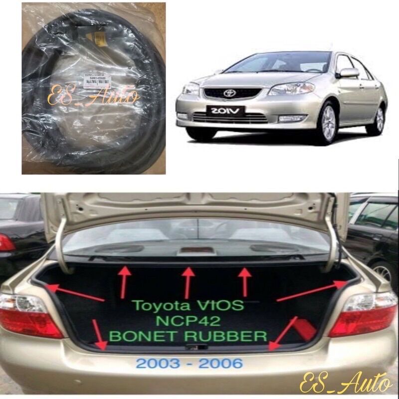 *Original Toyota NCP42 VIOS 2003-2006 Rear Bonnet Boot Rubber/ Belakang ...