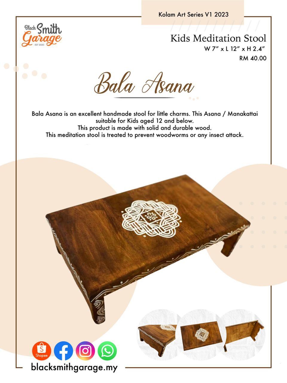 [RM 10 OFF] KIDS Bala Asana Manakattai Meditation Pooja Mini Wooden ...