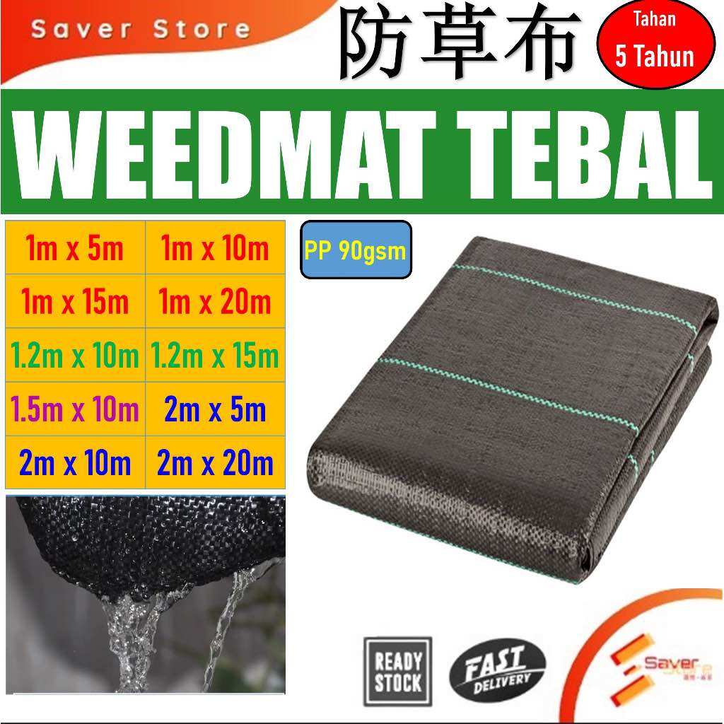 Saverstore 10M Weedmat PP 90GSM Penutup Tanah Bumi Pencegah Rumpai Weed ...