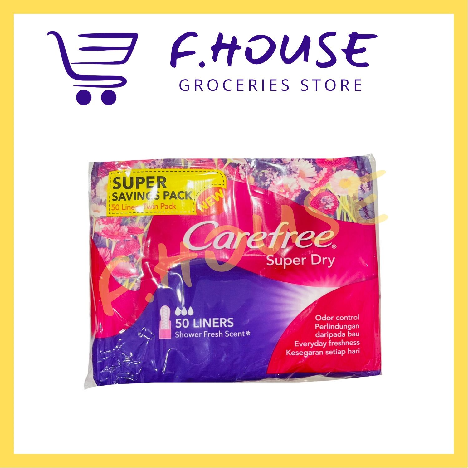 Carefree Super Dry Unscented / Shower Fresh Scent (50's x 2 )Twin Pack ...