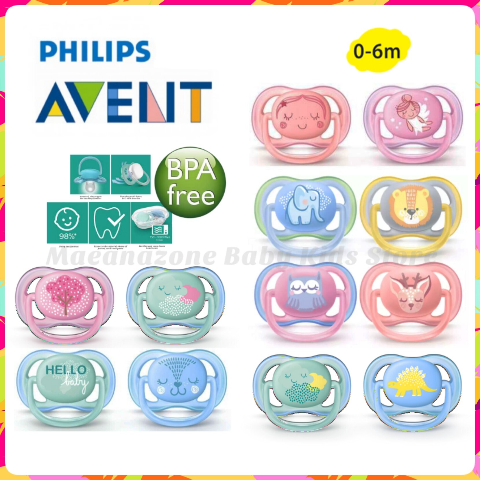 Awesome Philips Avent Ultra Air Soother Pacifier 0-6 Month Maeanazone ...