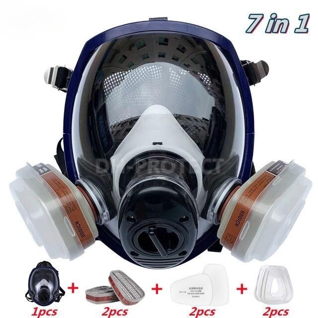 3 ports Multipurpose Full Gas mask spherical Super clear Fully sealed ...