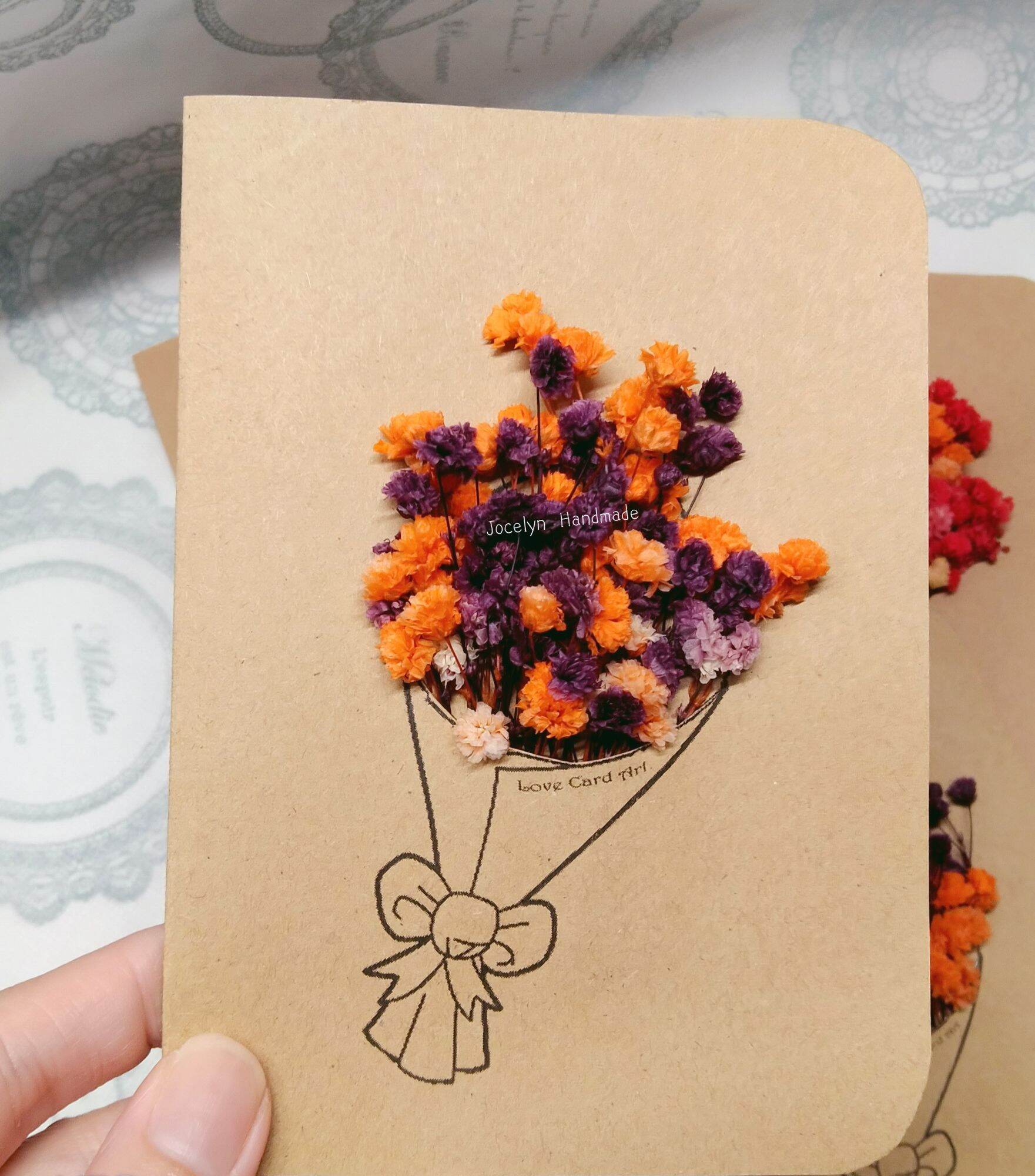 Dried flowers Handmade gift card, blessing craft card | Lazada