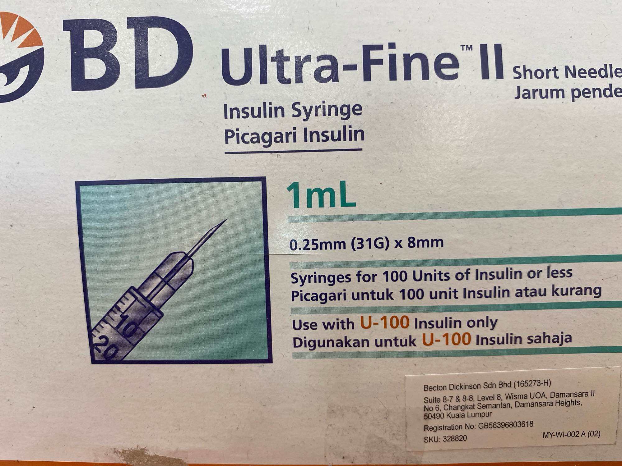 BD Ultra-Fine Insulin Syringe 1ml 0.25mm (31G) x 8mm 10 x 10s | Lazada