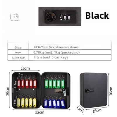 Full Steel Wall-Mounted Key Box Car Key Management Storage Box Home Use ...