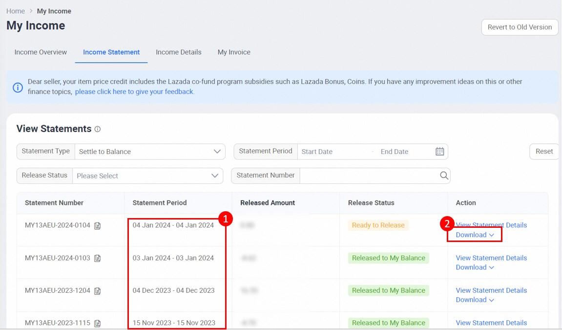 Seller Account Statement FAQ| Lazada Seller Center