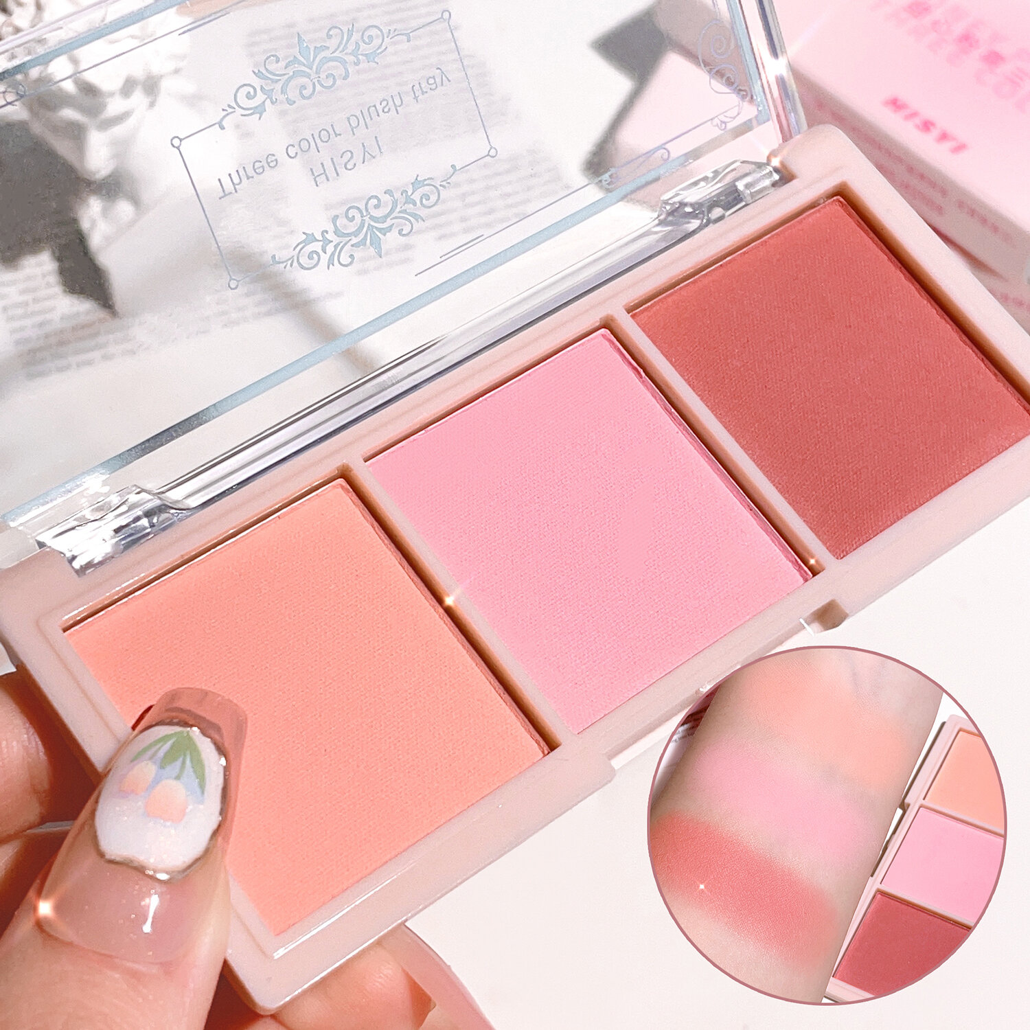 HISYI three-color blush natural color rendering delicate non-flying ...