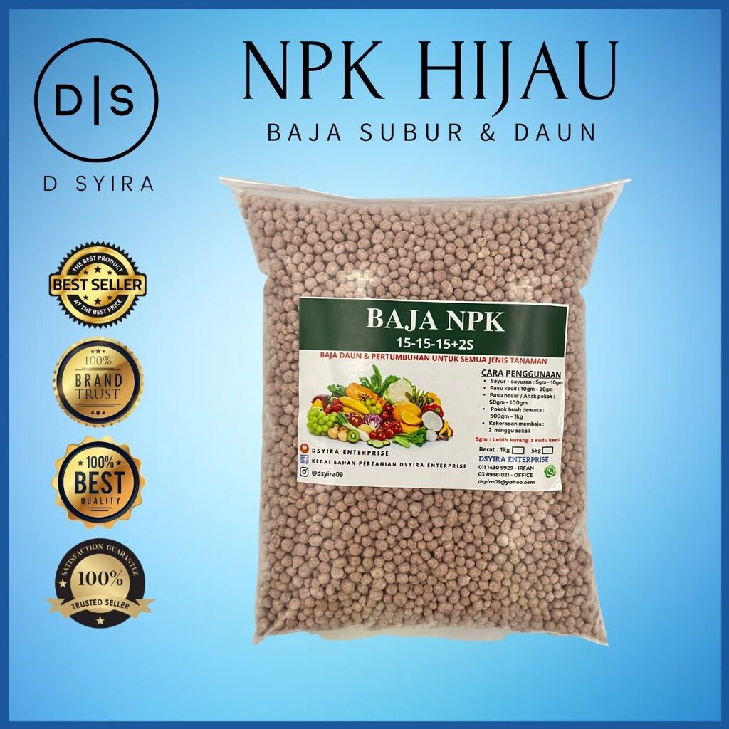 🌱BAJA SUBUR 🔥 NPK 15-15-15 Nitrophoska Green 1kg🌱 Baja Subur 🌱Baja Daun ...