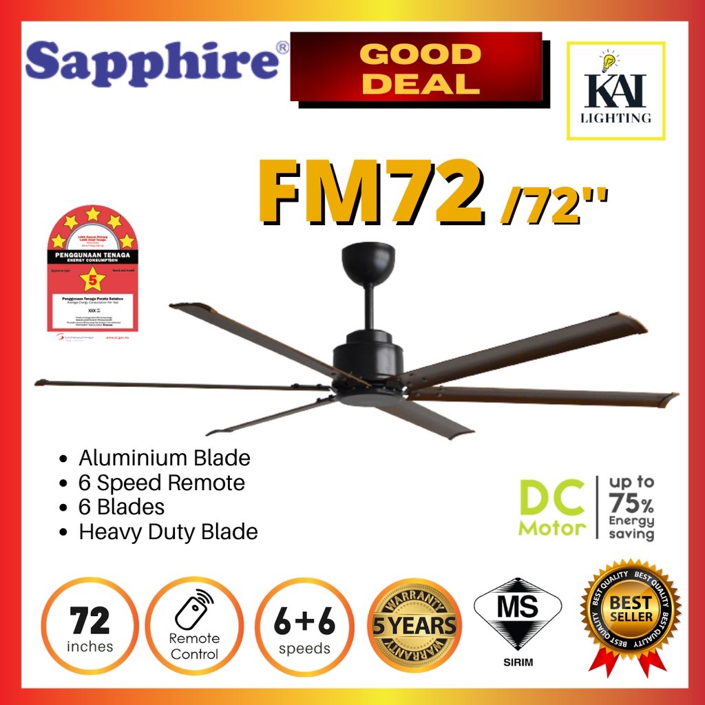 SAPPHIRE FM72 & FM62 ORB 72 Inch 62 Inch DC Motor With 6 Aluminium ...