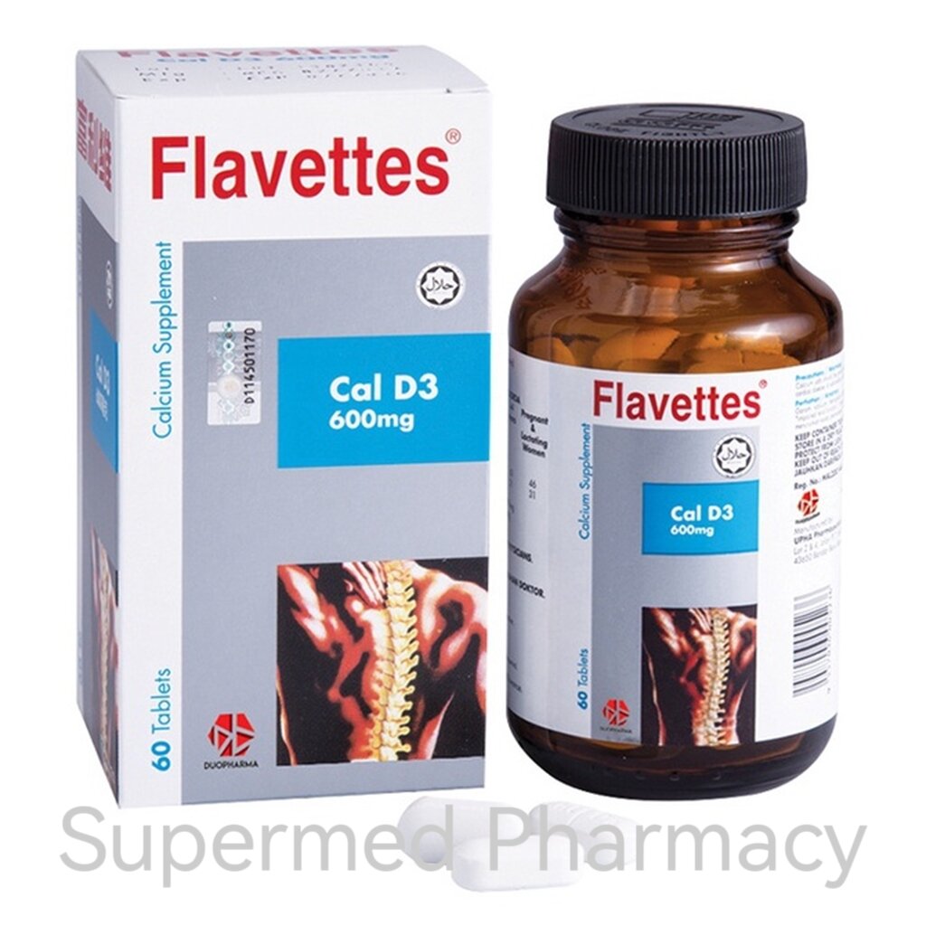 Flavettes Cal D3 (Calcium Carbonate 1500mg, Vitamin D3 125iu) 60's | Lazada