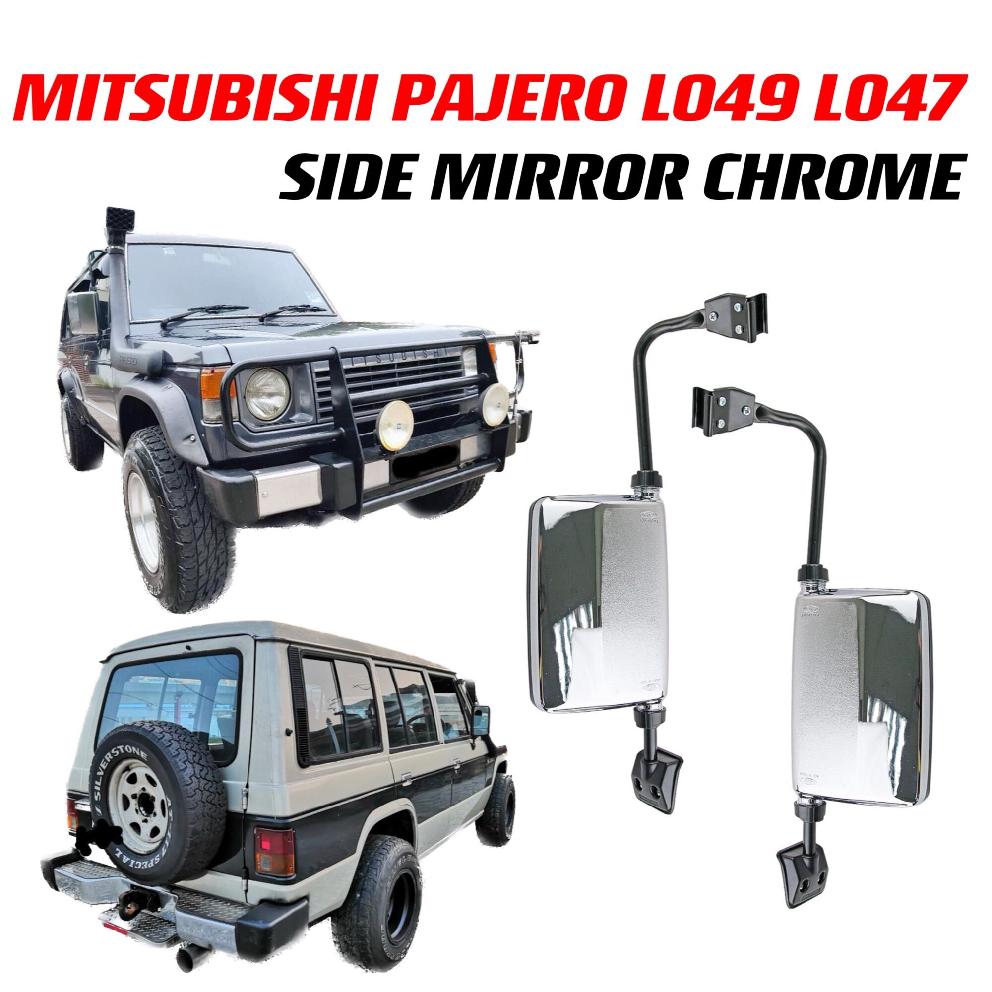 Mitsubishi Pajero Side Mirror Chrome with Arm LO47 LO49 L047 L049 | Lazada