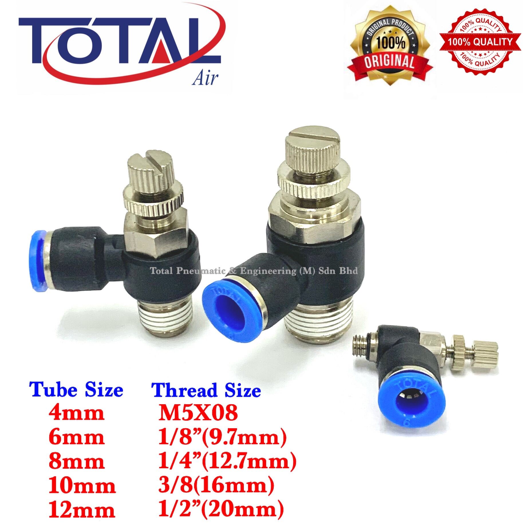 JSC Series 6MM Speed Controller 4MM 6MM 8MM 10MM 12MM Pneumatic Push In ...