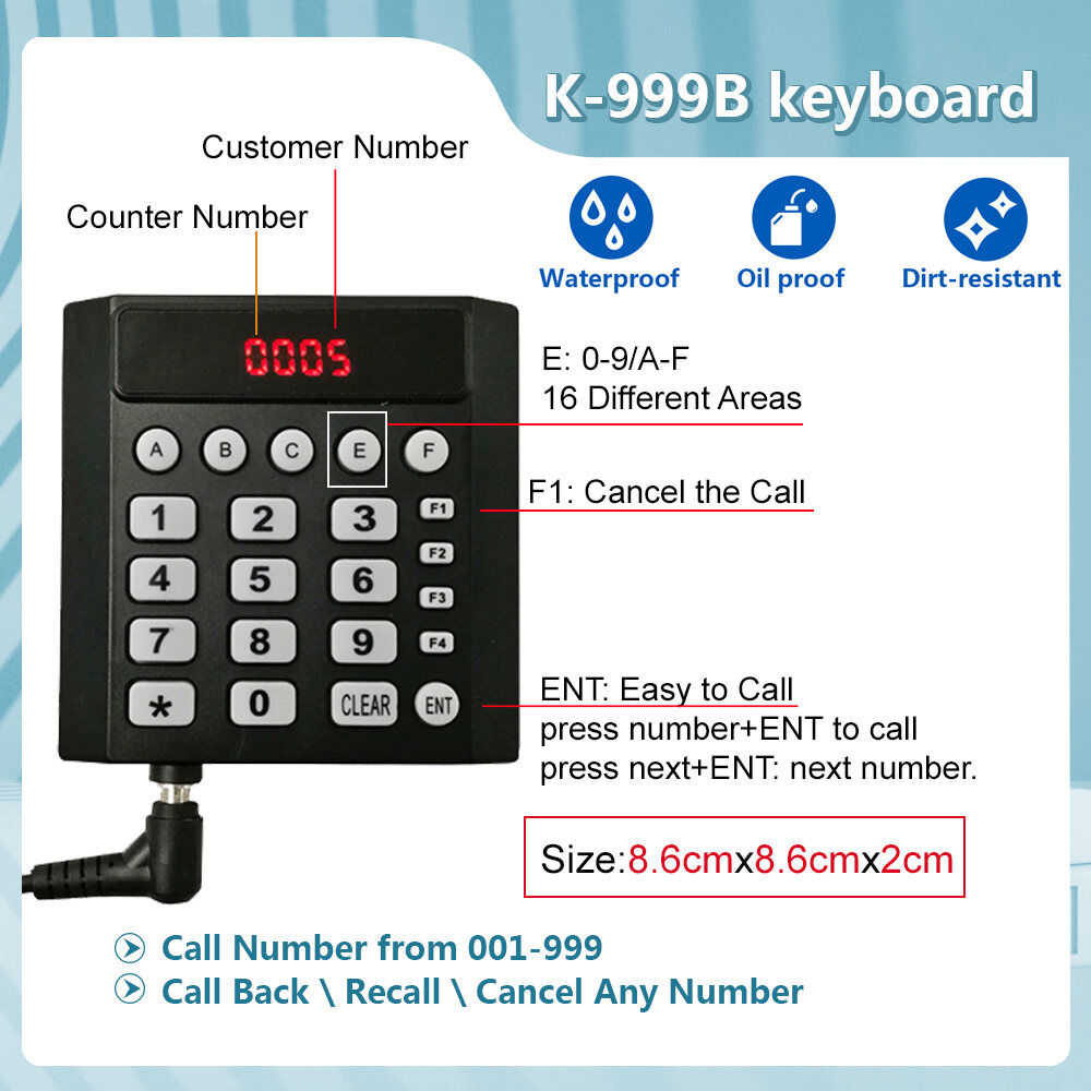 Queue Wireless Calling System Que Numbering Machine for Clinic Kitchen ...