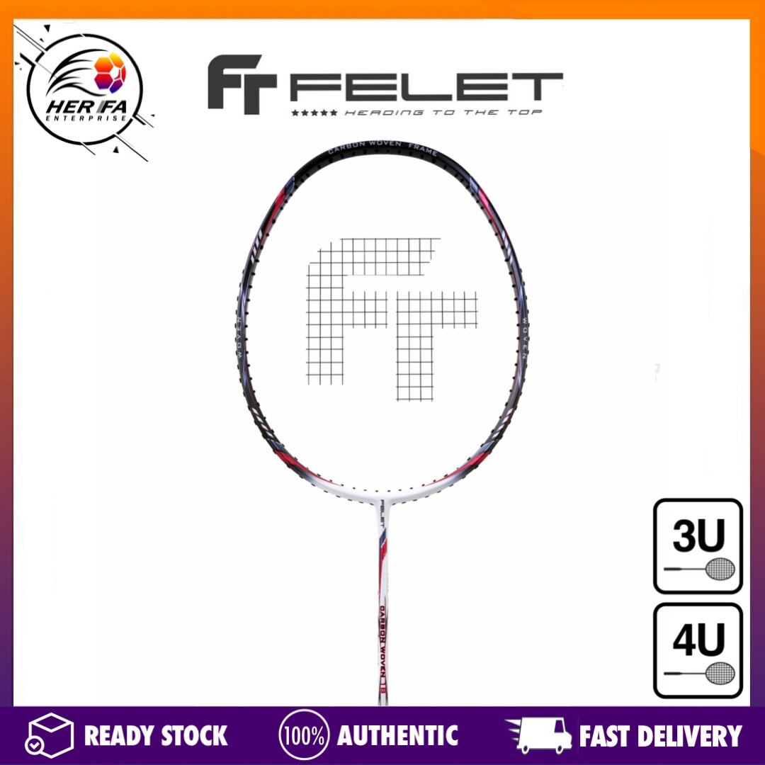 FELET CARBON WOVEN 18 Badminton Racquet MAX TENSION 36LBS Badminton ...