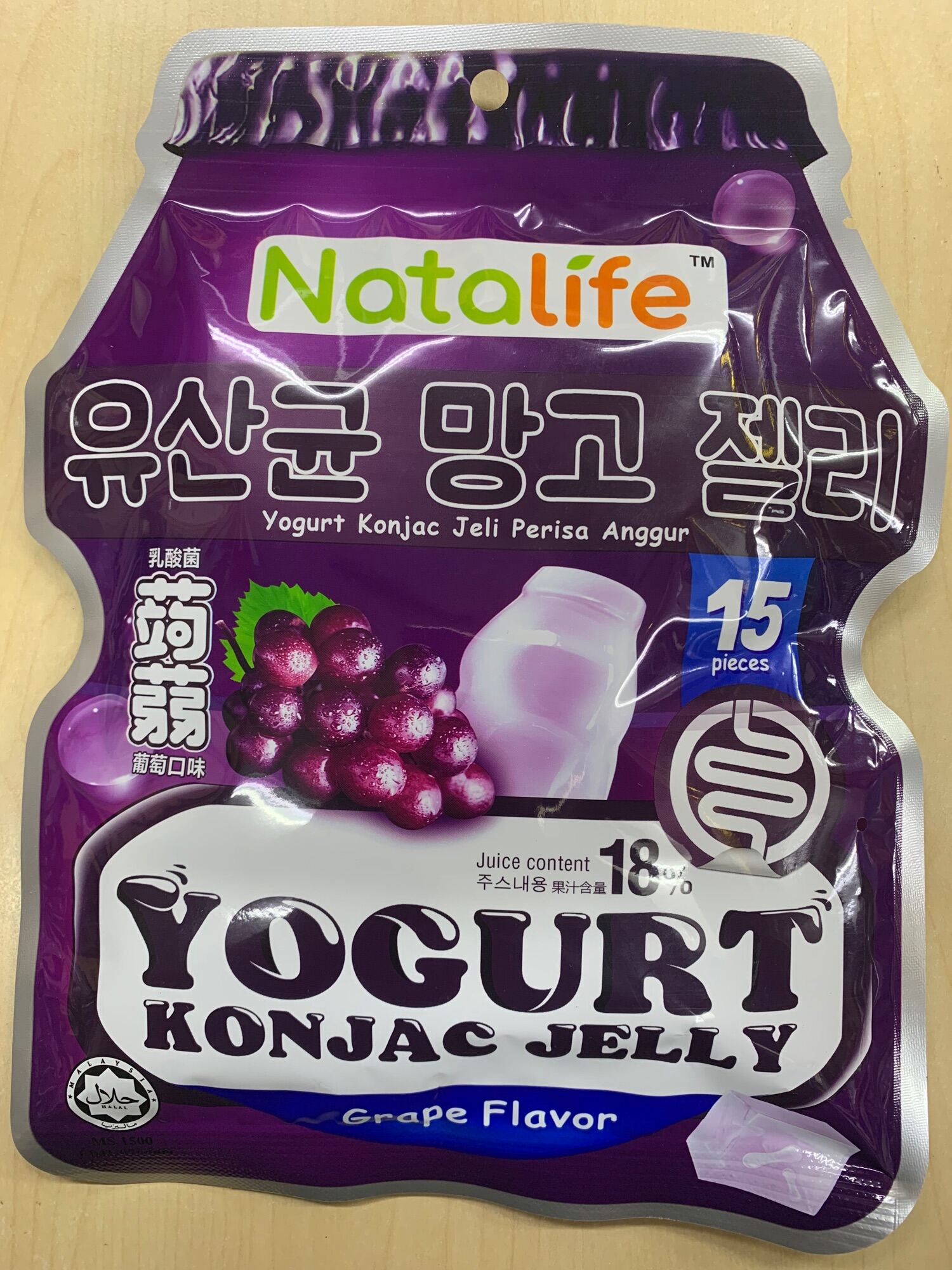 NATALIFE YOGURT KONJAC JELLY 乳酸菌蒟蒻 ORIGINAL 原味 GRAPE 葡萄 MANGO 芒果 APPLE 苹果 20G X 15PCS (300G ...