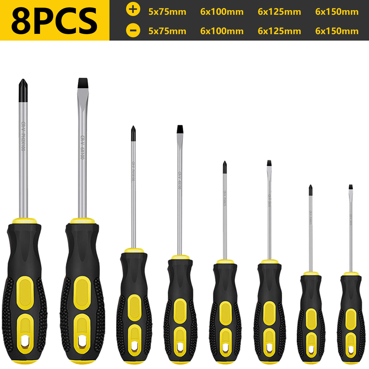 6/8/10PCS Magnetic Tip Screwdriver Set, Phillips and Flat, Professional ...