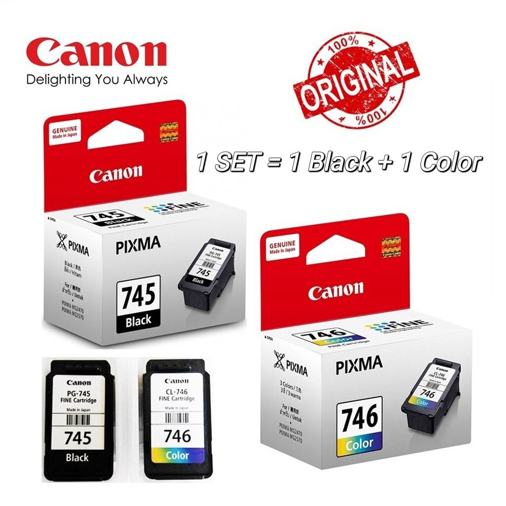 [Authentic] Canon PG 745 + CL 746 Ink Cartridges (1 Set) - 100% ...