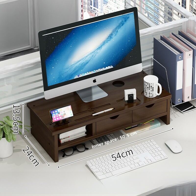 Computer Monitor Riser Stand Corner Office Desktop Storage Shelf ...