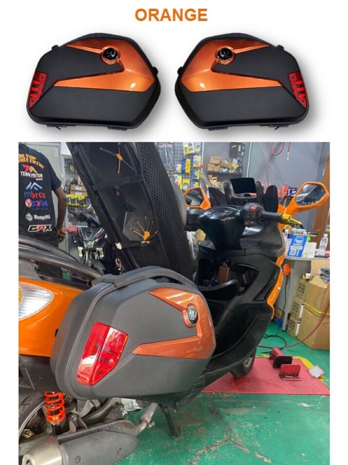 UNIVERSAL SIDE BOX 20L MOTORCYCLE 1SET + BRACKET WITH LED V35 Wanlihao ...