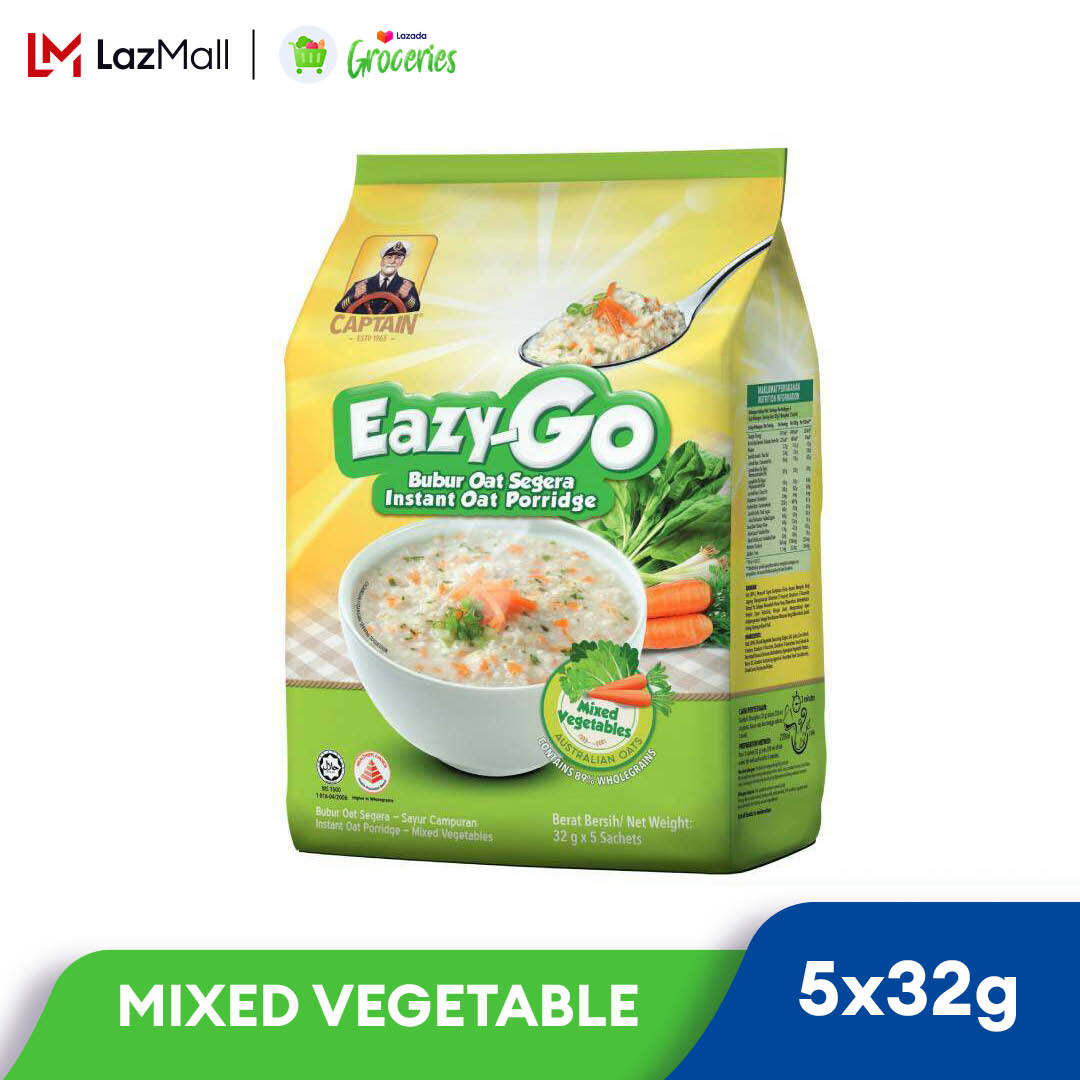 CAPTAIN OATS EAZY-GO INSTANT OATMEAL - MIXED VEGETABLES*(32GX5) | Lazada