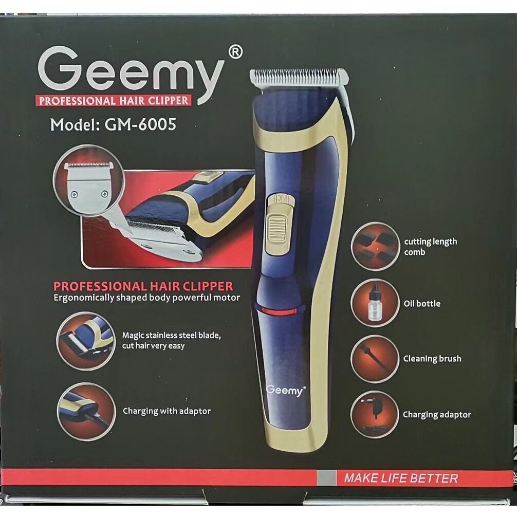 Geemy GM-6005 Rechargeable Trimmer Professional Hair Clipper 4 Comb ...