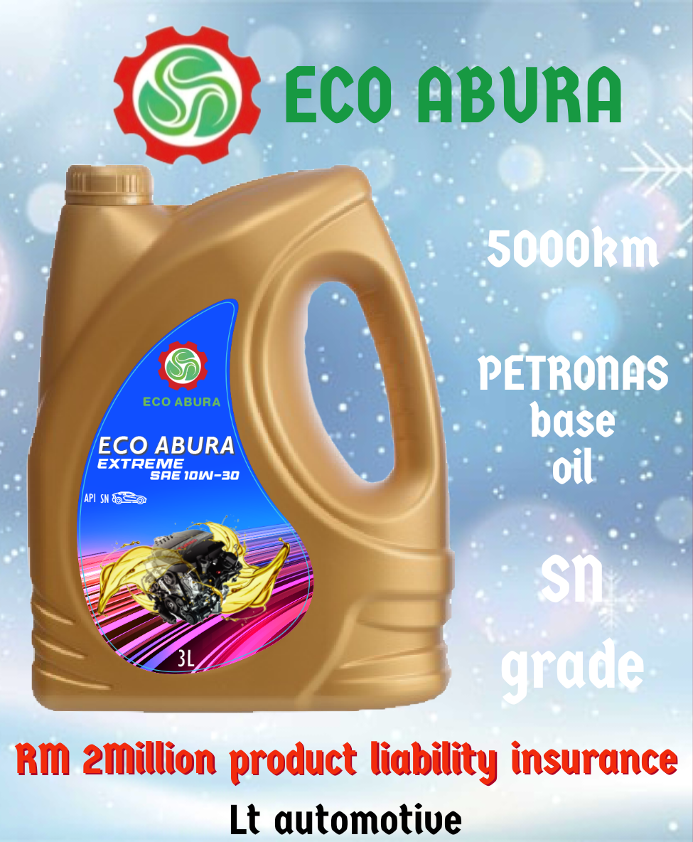 ECO ABURA 10W30 3L premium engine oil 5000km Petronas base oil | Lazada