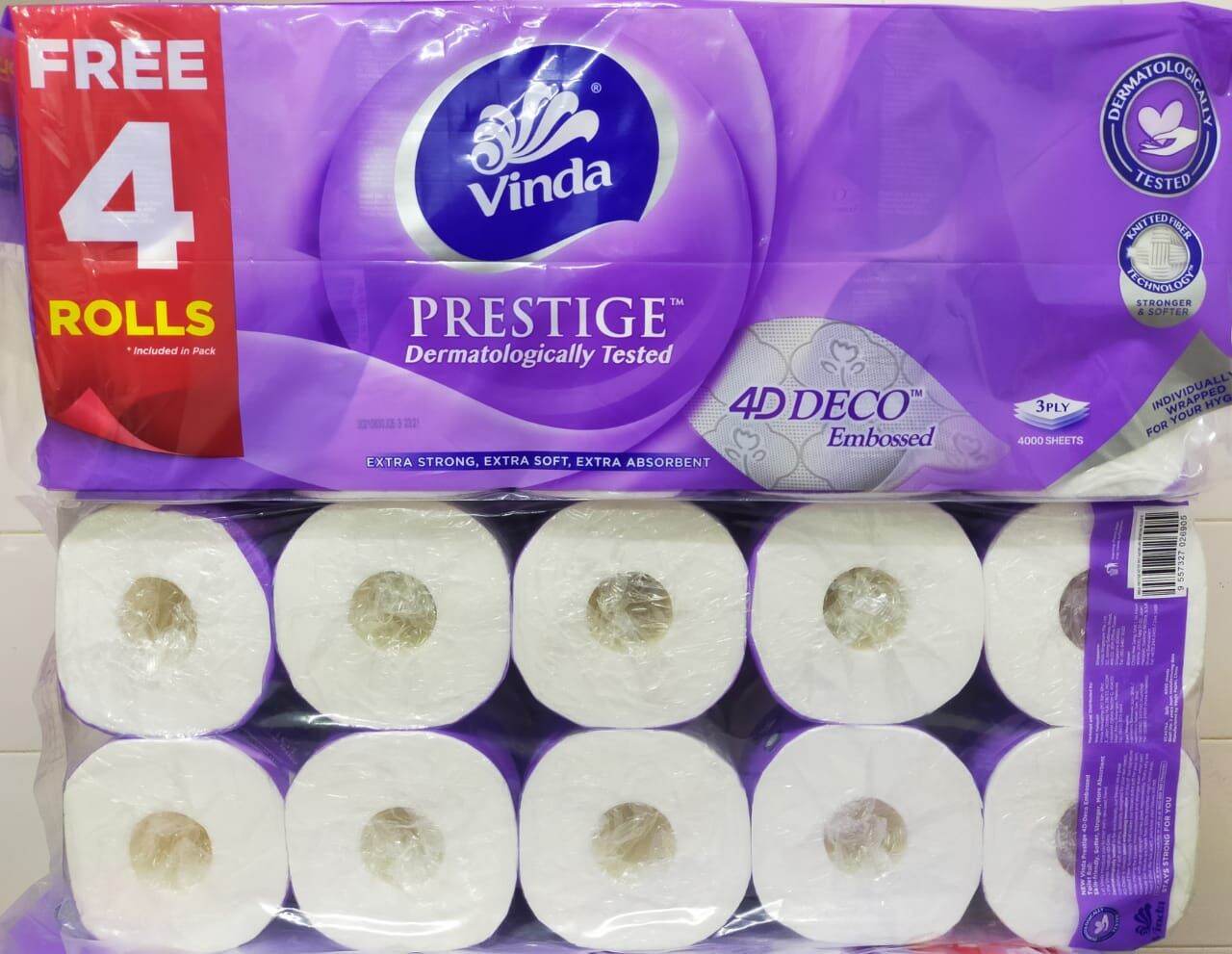 Vinda Deluxe Prestige 4D Toilet Tissue 20 Rolls x 3ply [Ready Stock] | Lazada