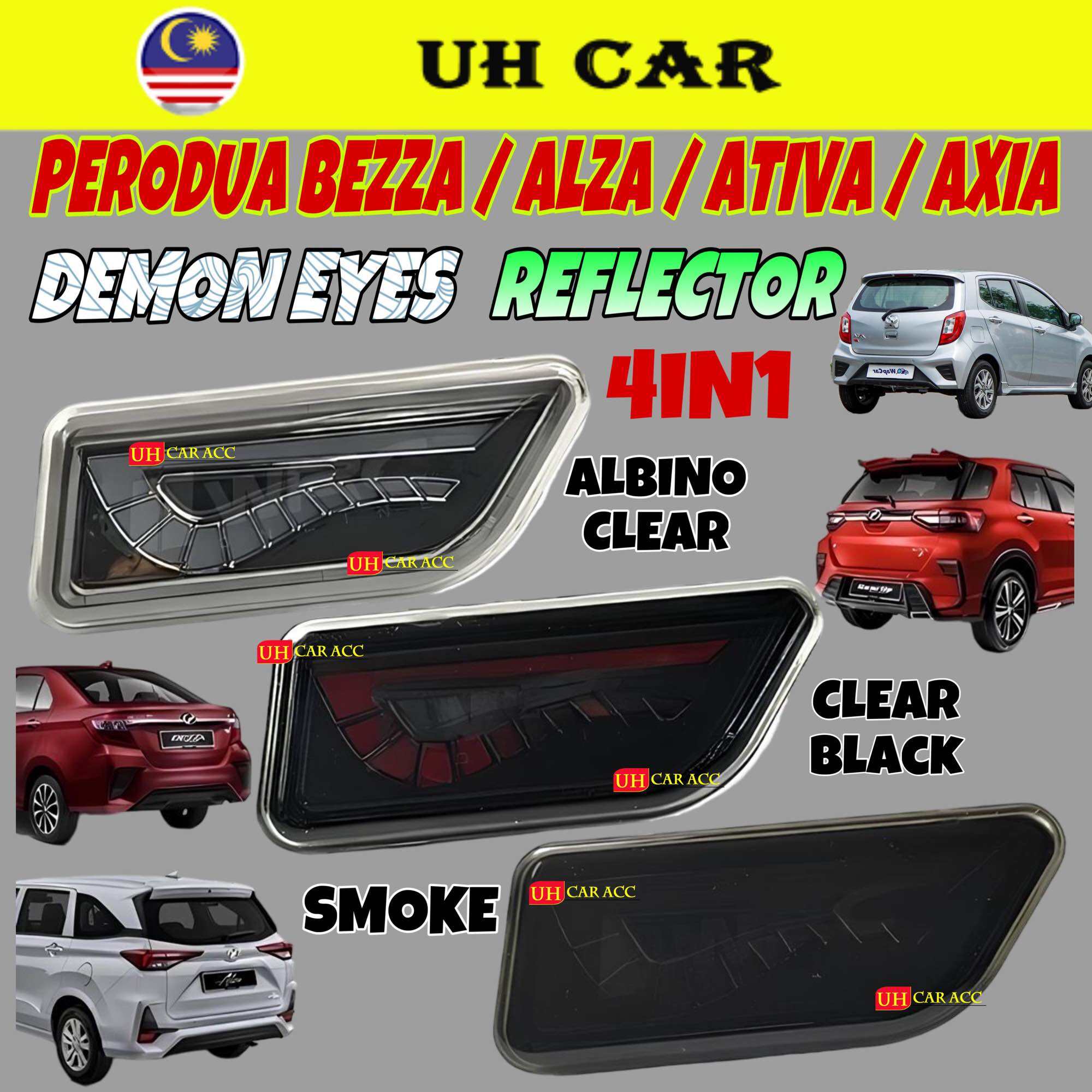 (DEMON EYES) Perodua Ativa Bezza Alza Axia Led Rear Bumper Led Reflector Light Lamp Dynamic ...