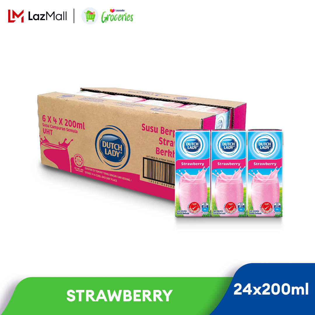 [CARTON] Dutch Lady Purefarm UHT Milk- STRAWBERRY (200ml x 24) | Lazada